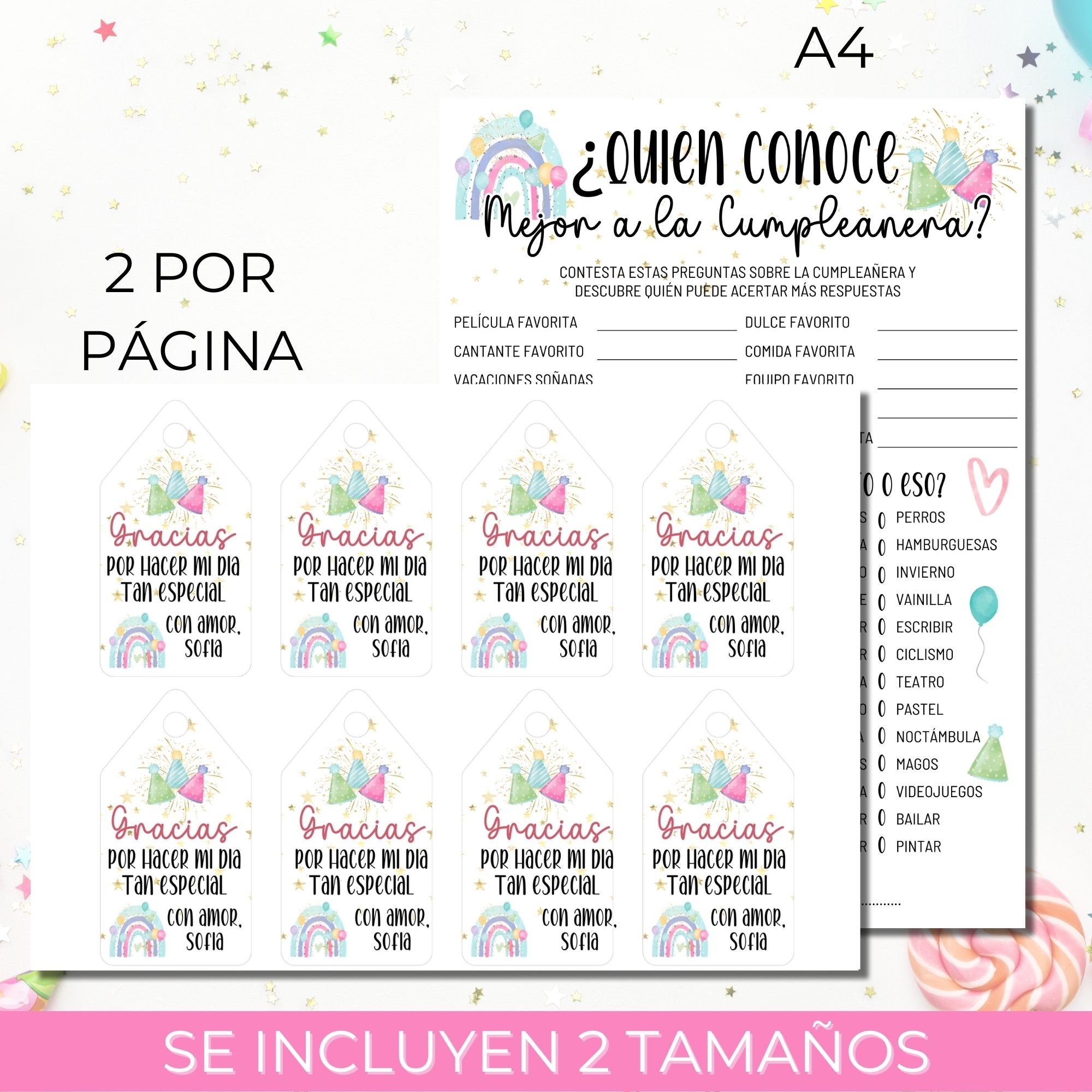 Rainbow Birthday Trivia Game, Printable Party Quiz (editable PDF) - Etsy