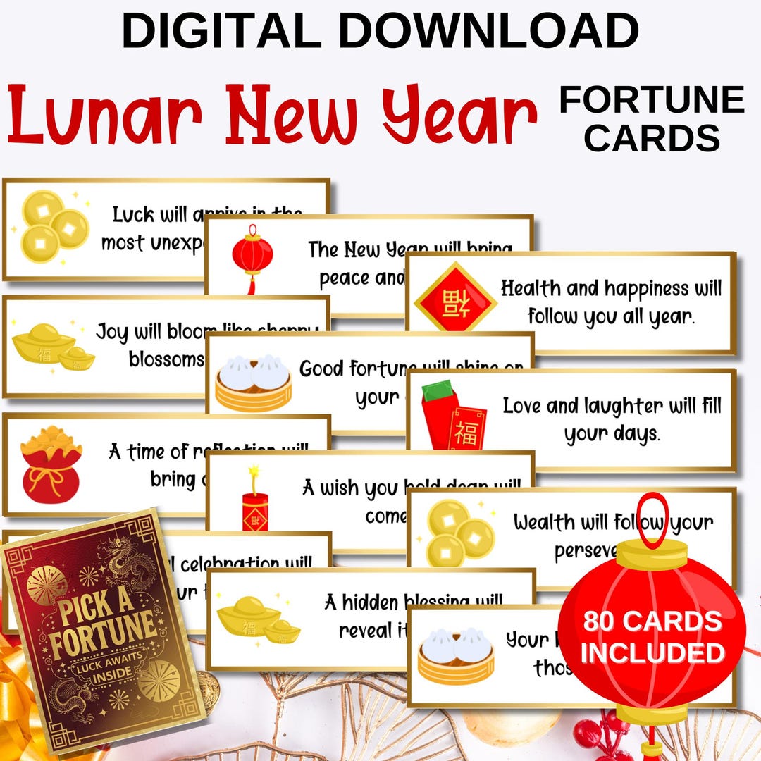 Lunar New Year Fortune Cards, 2025 Year of the Snake, DIY Printable ...
