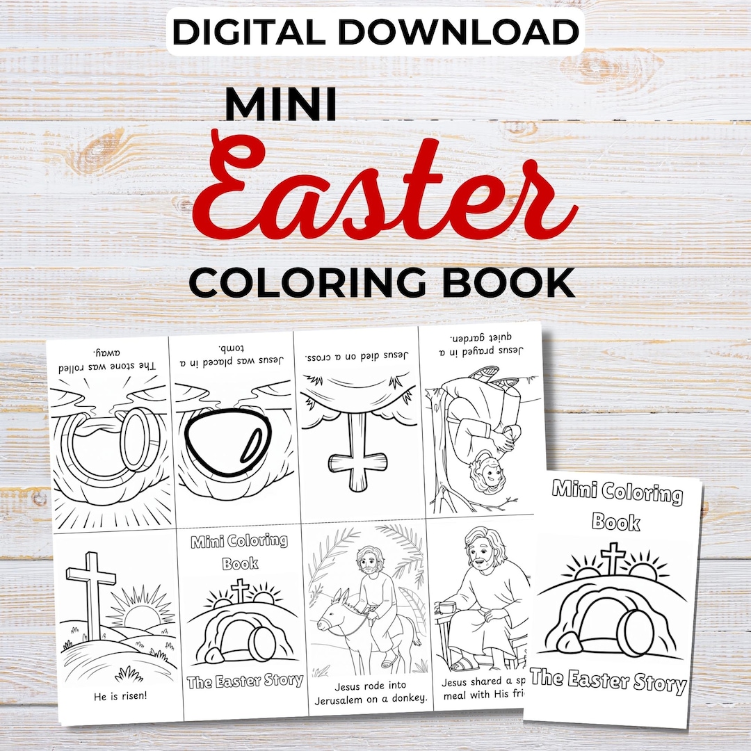 Easter Story Mini Coloring Book, Christian Printable - Etsy