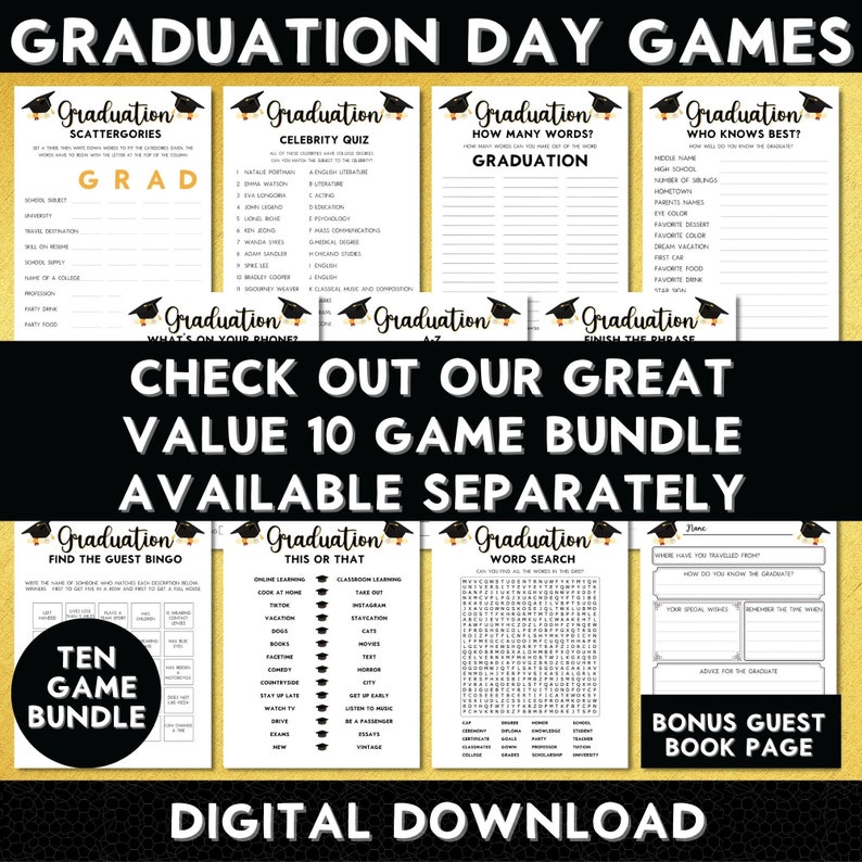 Printable Graduation Party Celebrity Quiz Game College High - Etsy