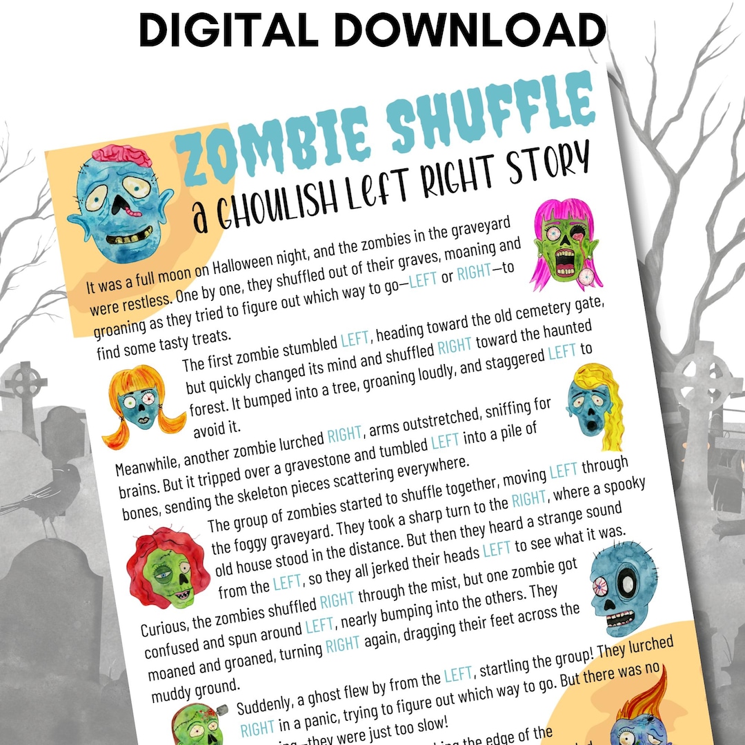 Halloween Left Right Game, Zombie Shuffle, Fun Printable Game for Kids ...