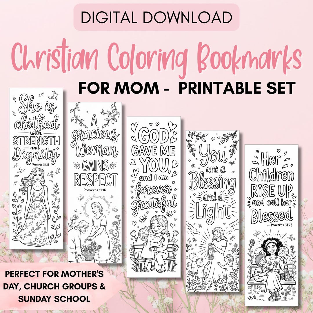 Christian Coloring Bookmarks for Mother's Day – Bible Verse Printables ...