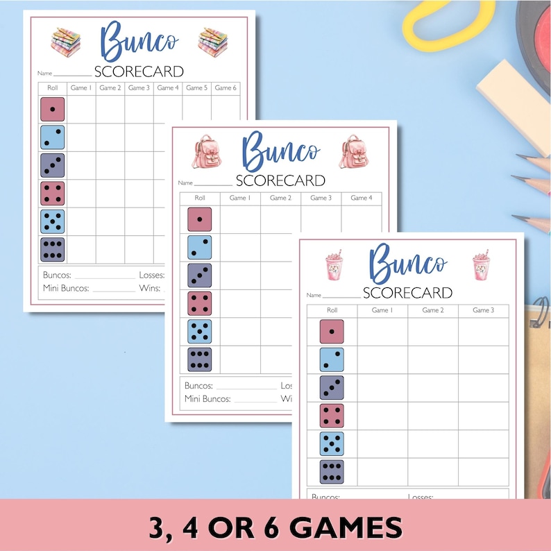 Back to School Bunco Cards, Editable Printable Game Bundle, School ...
