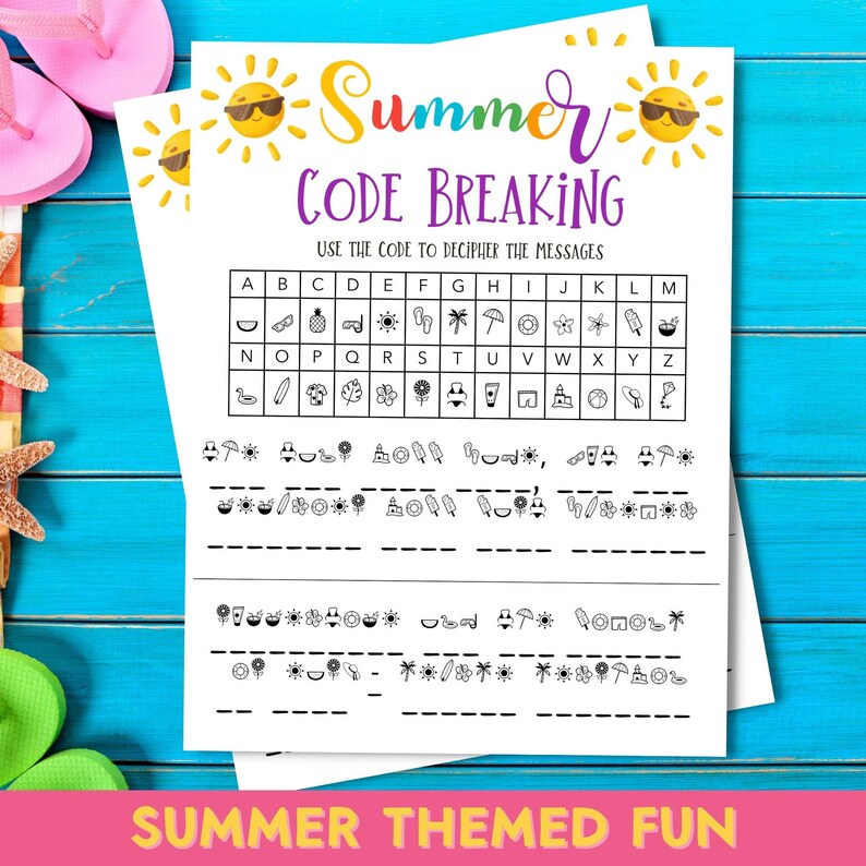 Summer Code Breaking Activity Printable Activities Pool - Etsy UK