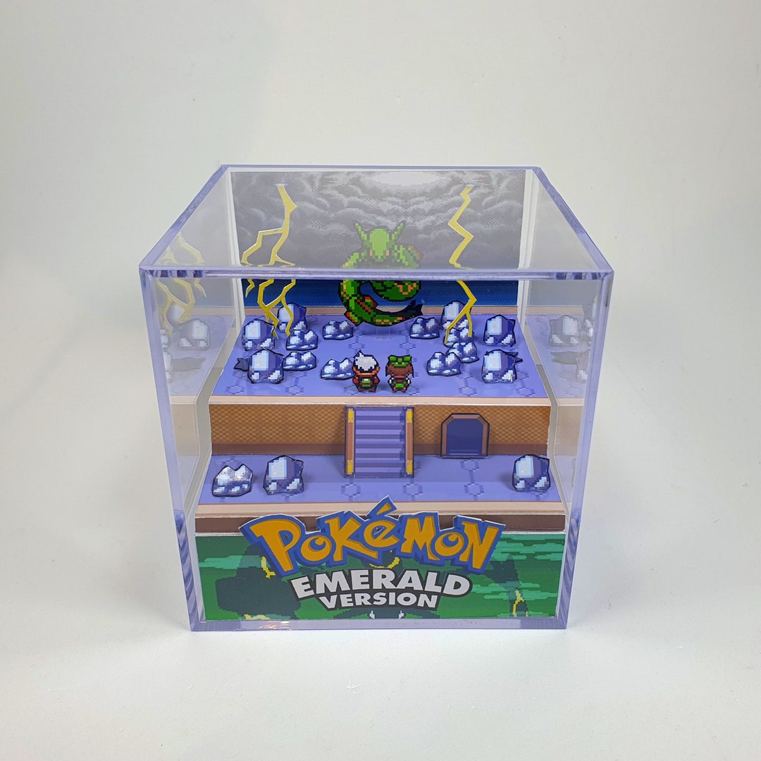 Pokémon Esmeralda - Rayquaza - Cubo Diorama Con Sonido Y Luz LED ...