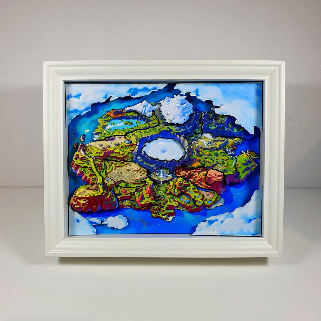 Pokémon Paldea Map Shadow Box With Sound 9x11" - Unique Gift for ...