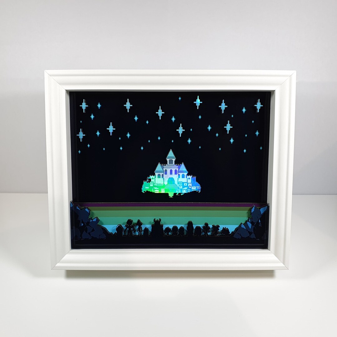 Undertale Holographic Waterfall Asgore's Castle View Shadow Box 9x11 ...