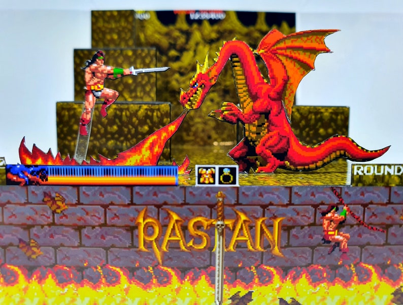 Rastan 1987 Diorama Cube With Sound and LED Light Gamer - Etsy