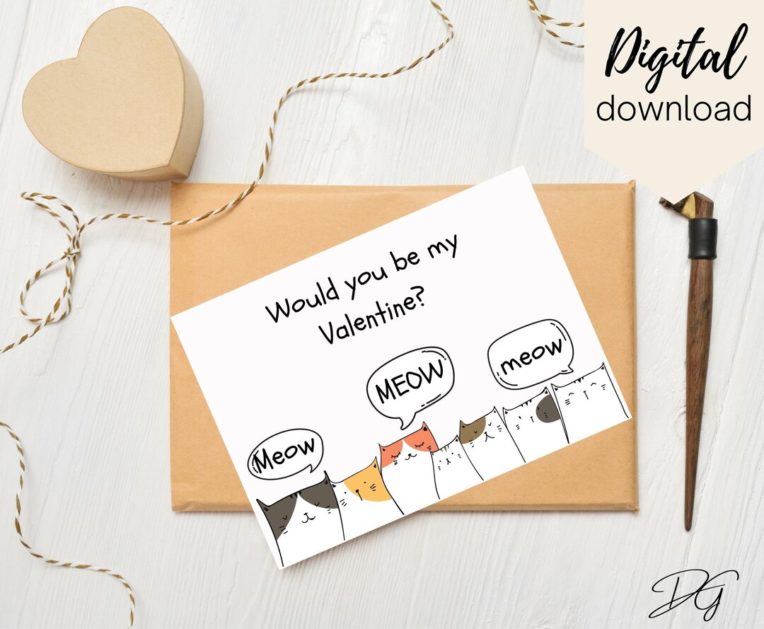 Printable Folded Valentine's Day Card, Instant Download, 7x10 Card ...