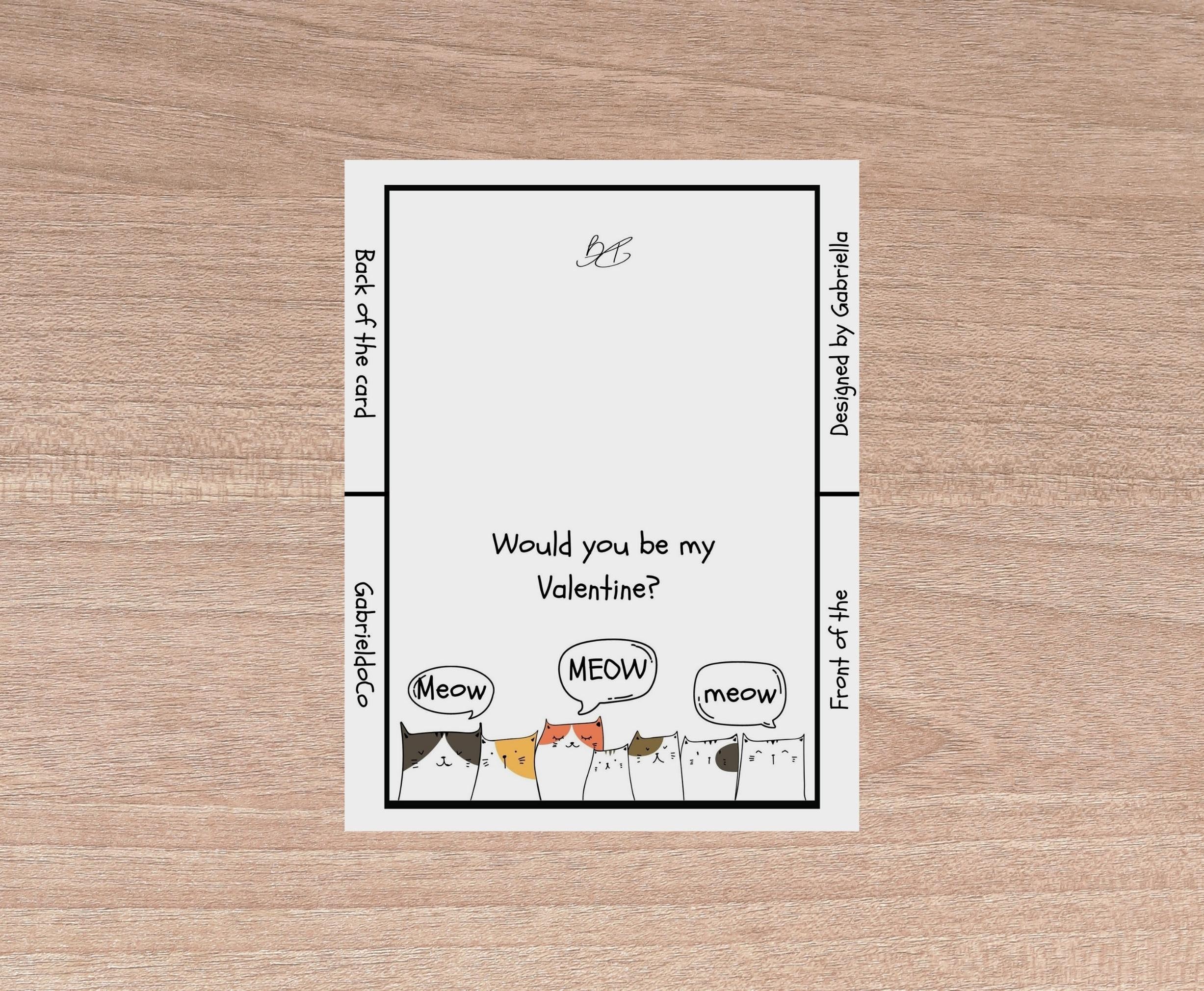 Printable Folded Valentine's Day Card, Instant Download, 7x10 Card ...