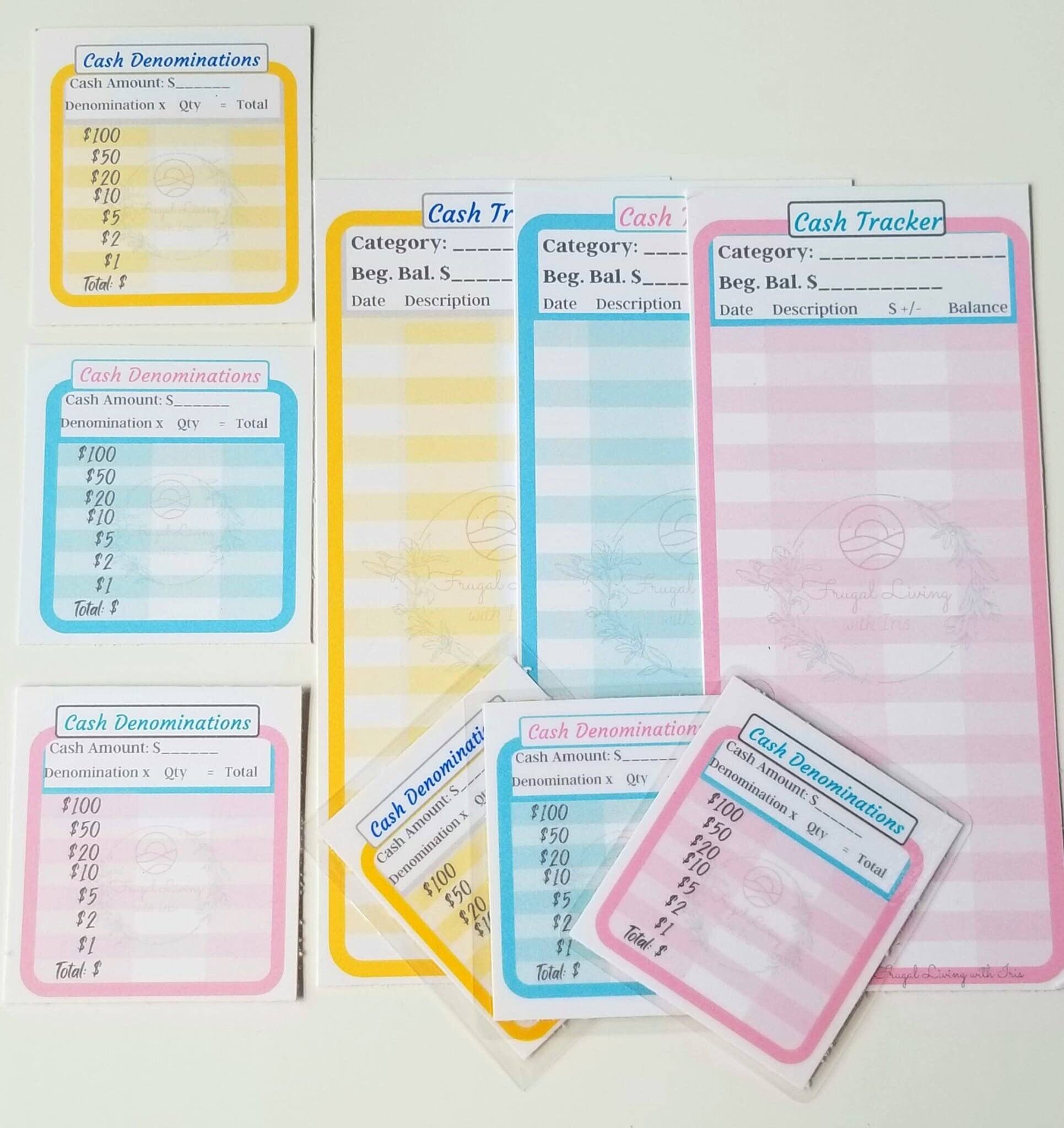 All 3 Colors | Cash Trackers and Cash Denomination Cards | Tri Color ...