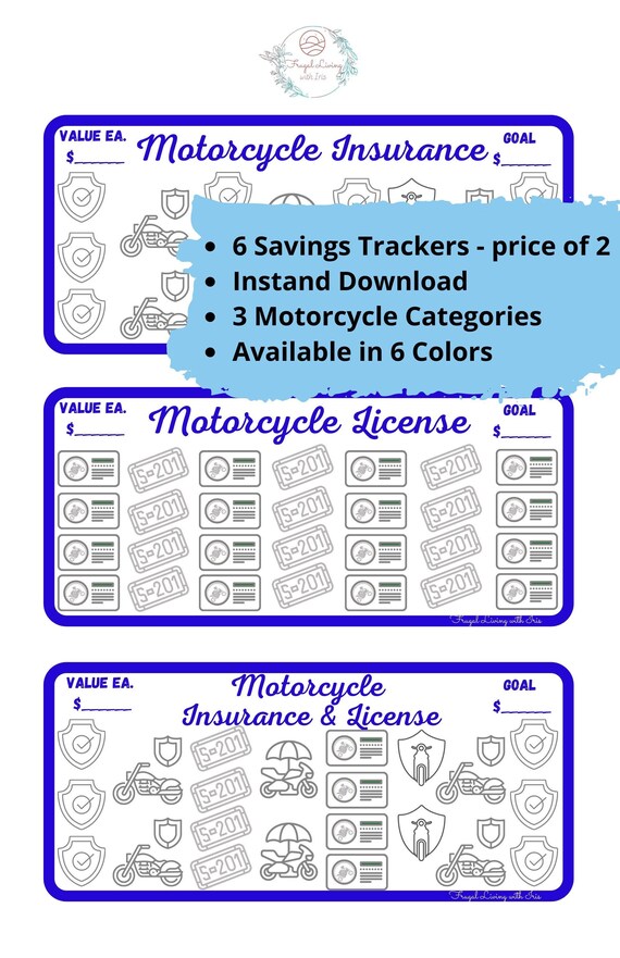 Motorcycle Savings Challenge Cards Bundle A6 Cash Envelopes - Etsy