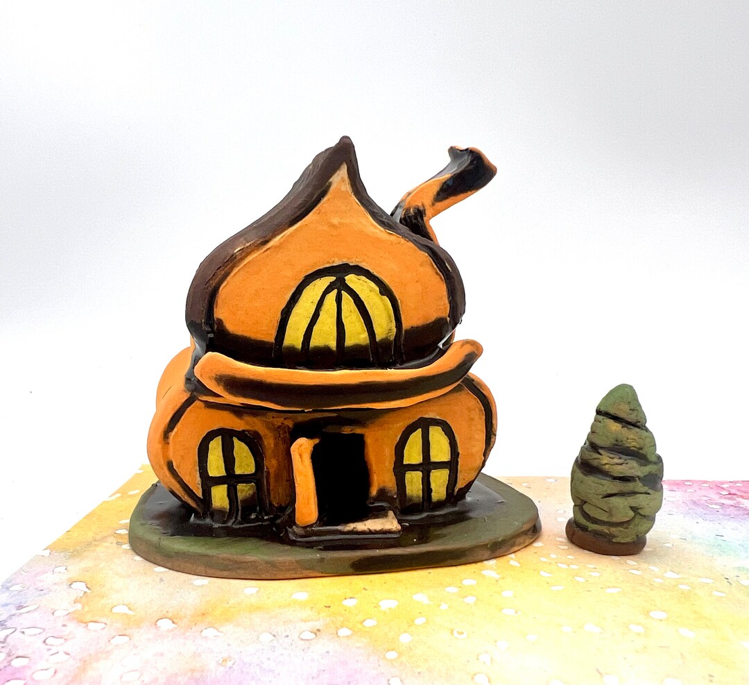 Miniature Orange House and Tree - Etsy