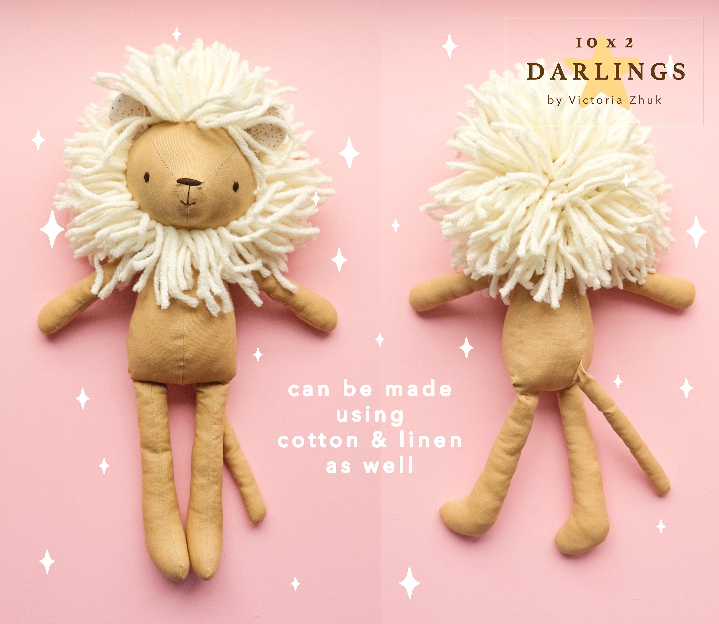 Lion Sewing Pattern and Instructions 13 33cm Tall. PDF Ready to Print ...