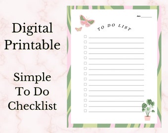 Printable Kawaii to Do List, Simple Checklist, Daily Planner, Digital ...