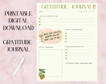 Girly Daily Affirmations Journal Page Digital Download, Printable ...