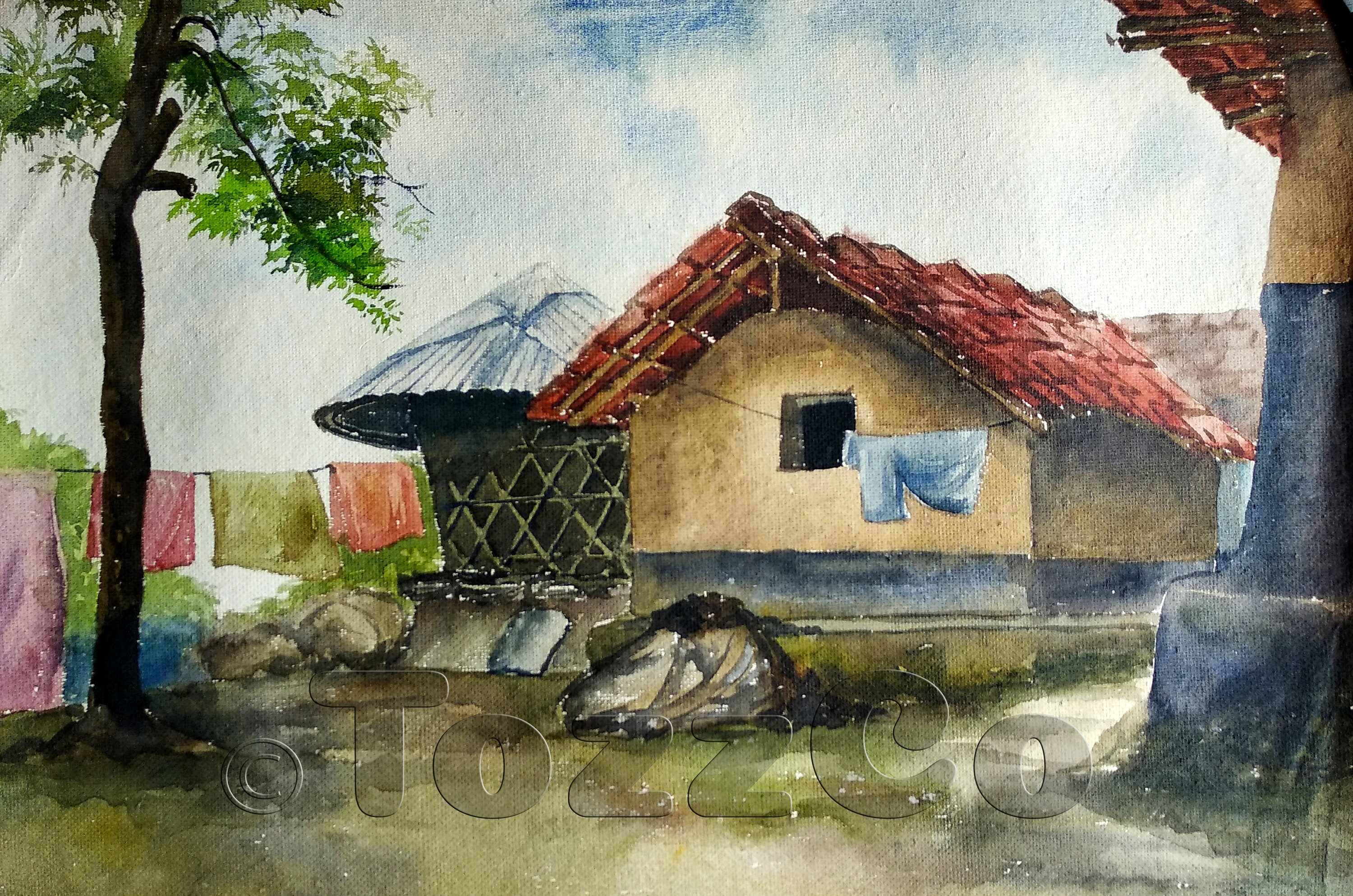 Indian Village Huts Paintings
