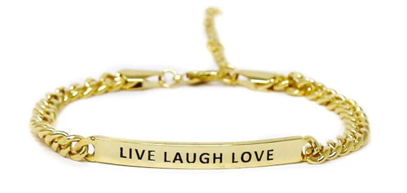 Live Laugh Love Bracelet - Gold Chain Link Affirmation Jewelry - Etsy