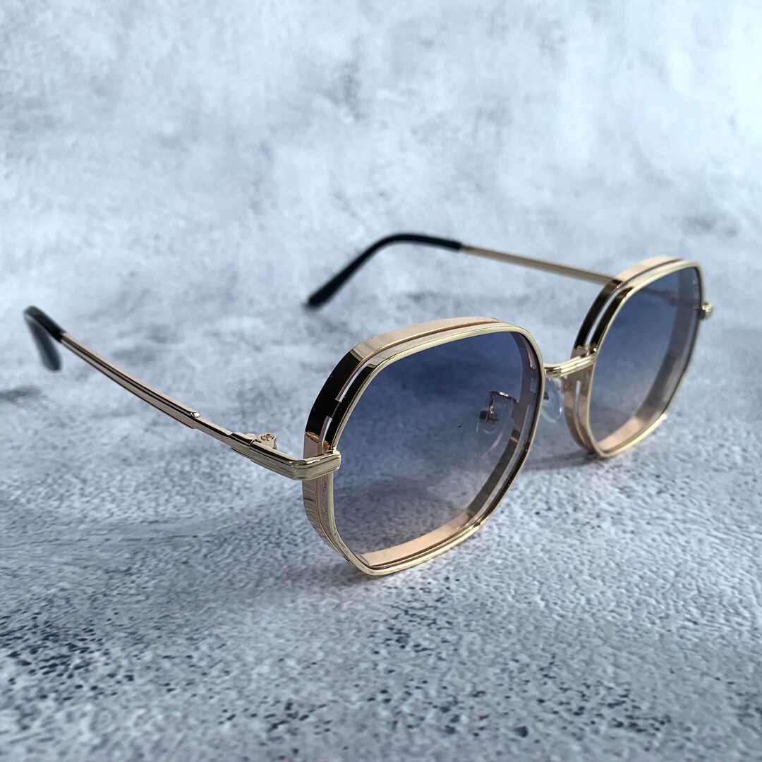 Unique Design Aviators Blue Beige Gradient Lense Octagonal 70s Pilot ...