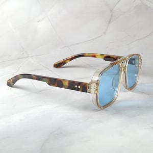 Blue Square Aviator Sunglasses 70s Men Women Sunglasses Green Brown ...
