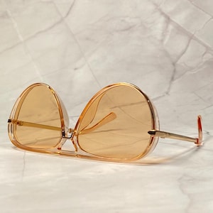 Yellow 70s Aviators Oversized Unique Design Pilot Shades Clear Frame ...