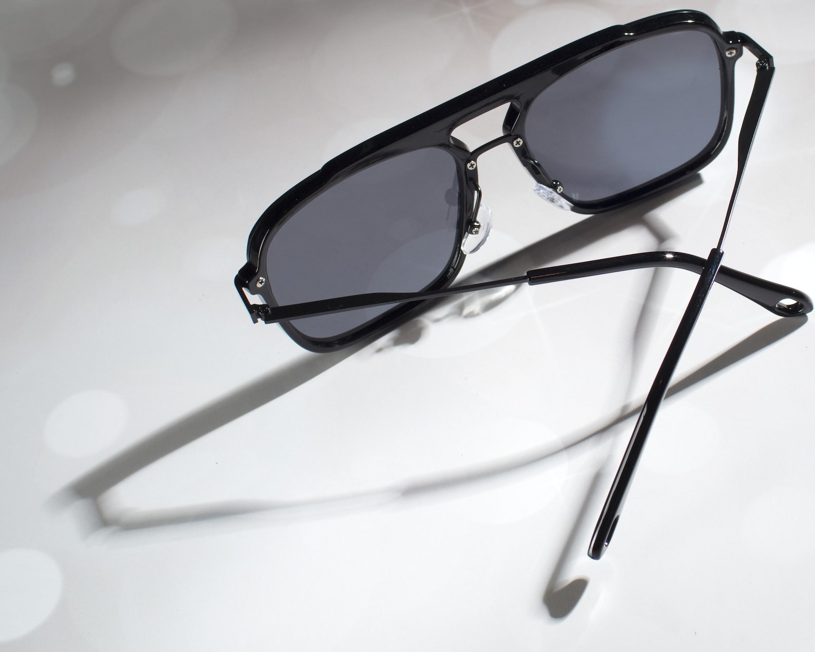 Black Square Aviators 70s Black Metal Frame Aviator Sunglasses Biker ...