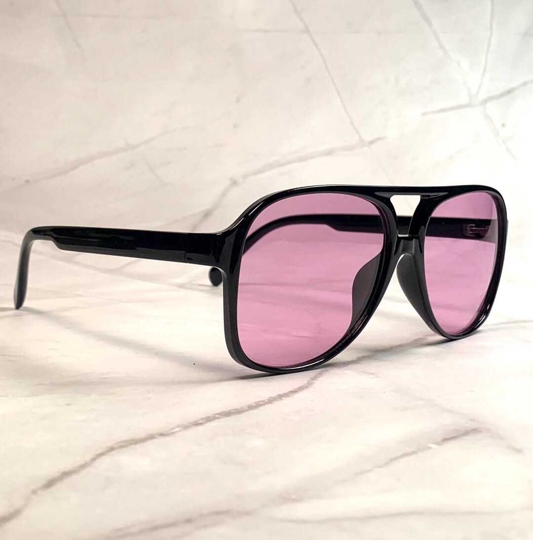 70s Aviator Festival Sunglasses Oversized Pink Lense Women Men Shades ...
