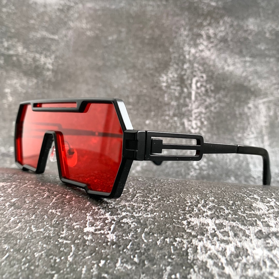 Red Black Square Aviators 70s Black Metal Frame Aviator Sunglasses ...