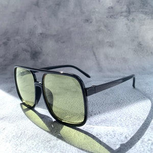 Classic 70s Aviator Driving Sunglasses Yellow Night Vision Blocker ...