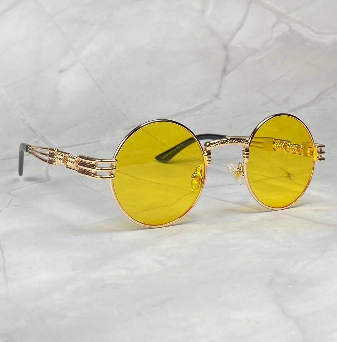 Yellow Steampunk Sunglasses 1910s Style Blocker Driving Lense Gold ...