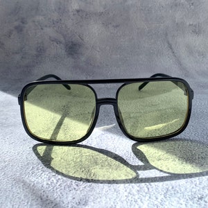 Classic 70s Aviator Driving Sunglasses Yellow Night Vision Blocker ...