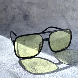 Classic 70s Aviator Driving Sunglasses Yellow Night Vision Blocker ...