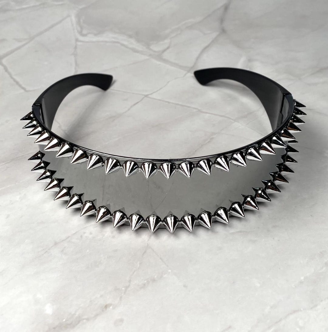 Spiked Steampunk Shades Silver Mirrored Black Frame Rave Festival ...