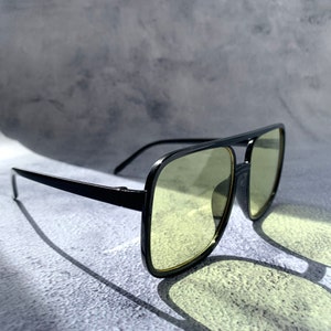 Classic 70s Aviator Driving Sunglasses Yellow Night Vision Blocker ...
