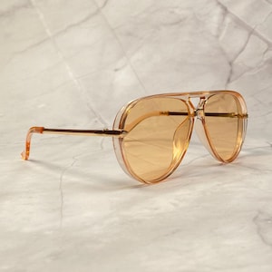 Yellow 70s Aviators Oversized Unique Design Pilot Shades Clear Frame ...
