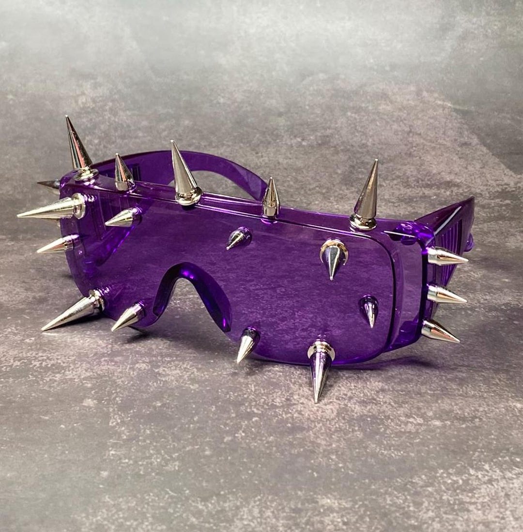 Purple Spiked Steampunk Shades Rave Festival Sunglasses Cyberpunk ...