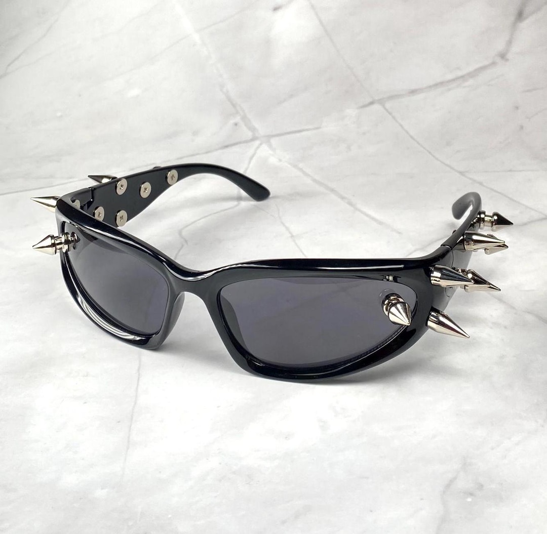 Spiked Steampunk Shades Black Rave Festival Sunglasses Cyberpunk ...