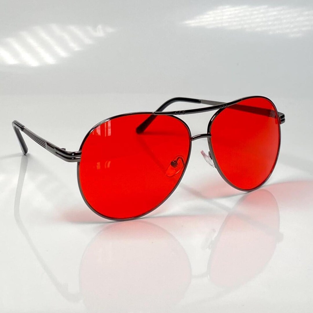 Red Classic 70s Aviators Bronze Metal Frame Aviator Sunglasses Biker ...