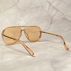 Yellow 70s Aviators Oversized Unique Design Pilot Shades Clear Frame ...