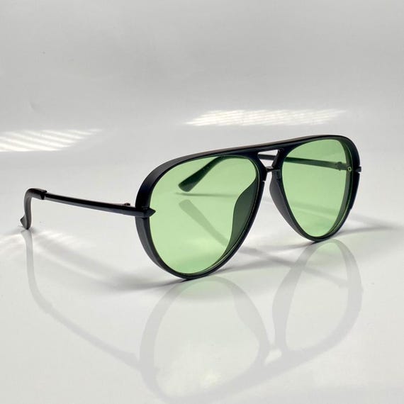 Green 70s Aviators Oversized Driving Unique Design Pi… - Gem