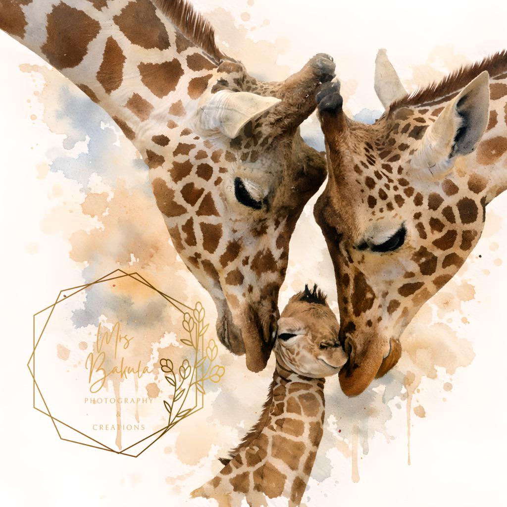 Giraffe Family Watercolor Print – Mother & Baby Giraffe Digital Art - Etsy