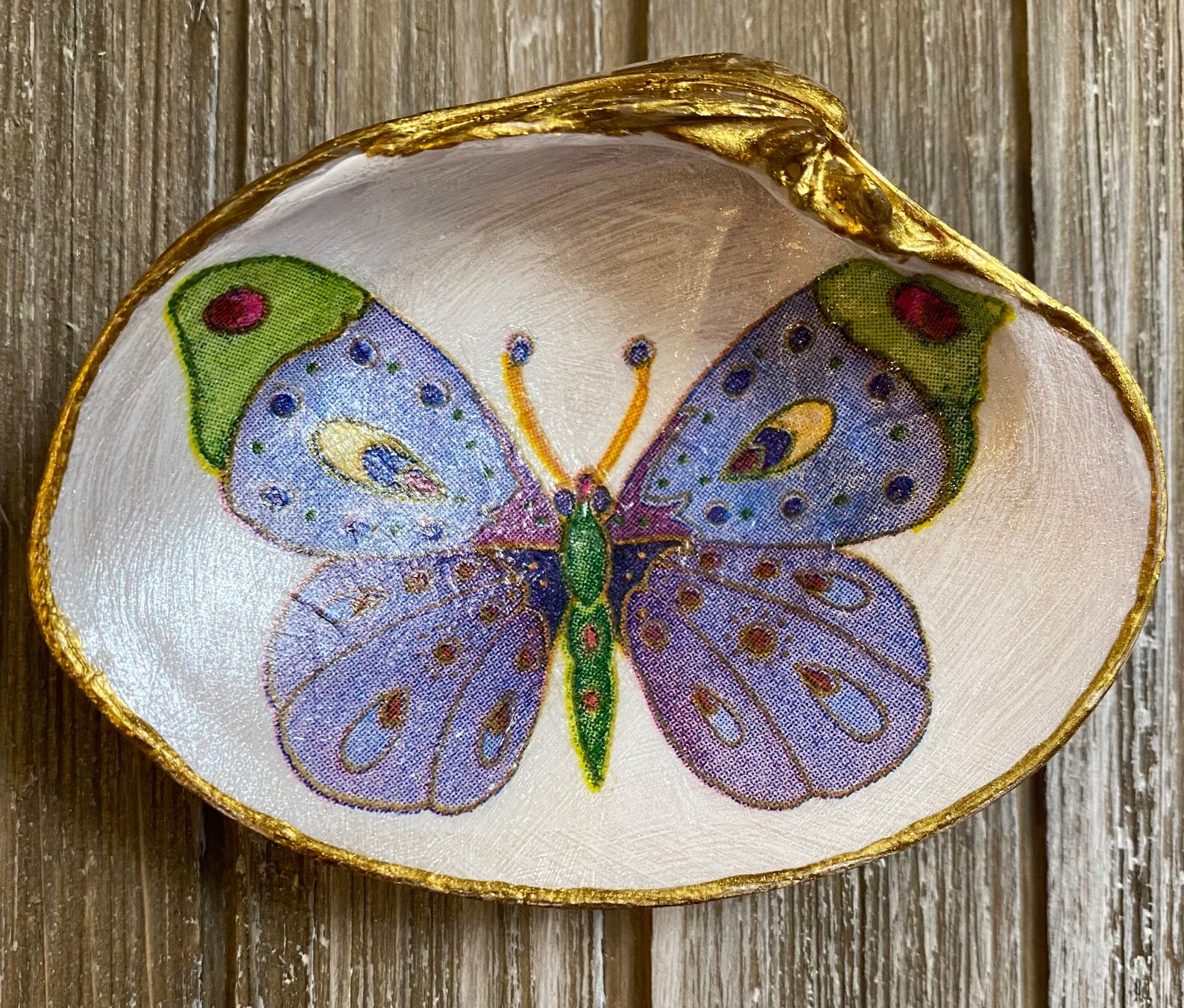 Butterfly Collection Hand Painted Clam Shell Ring Dishes for Birthdays ...