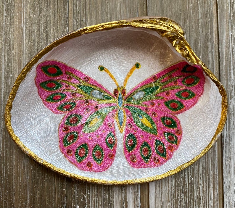 Butterfly Collection Hand Painted Clam Shell Ring Dishes for Birthdays ...