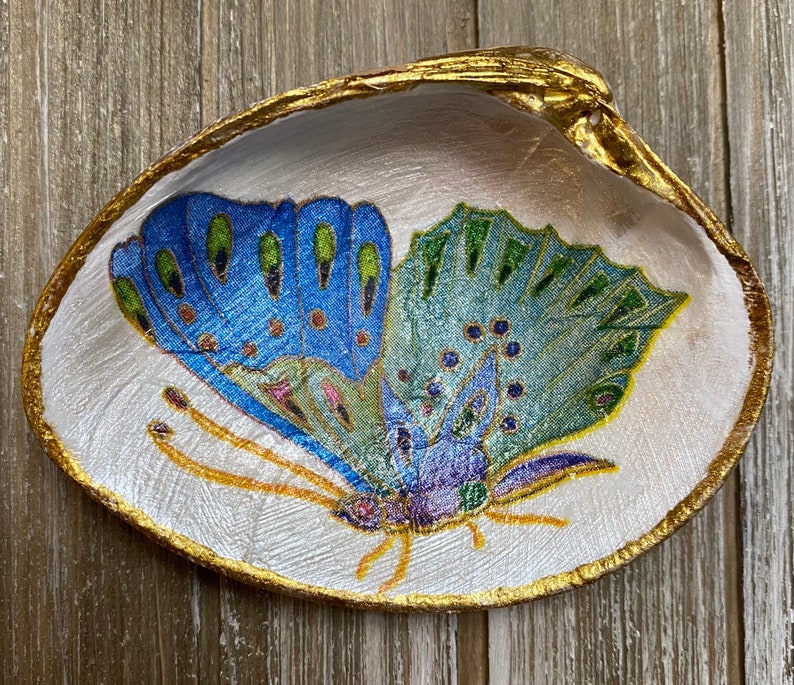 Butterfly Collection Hand Painted Clam Shell Ring Dishes for Birthdays ...