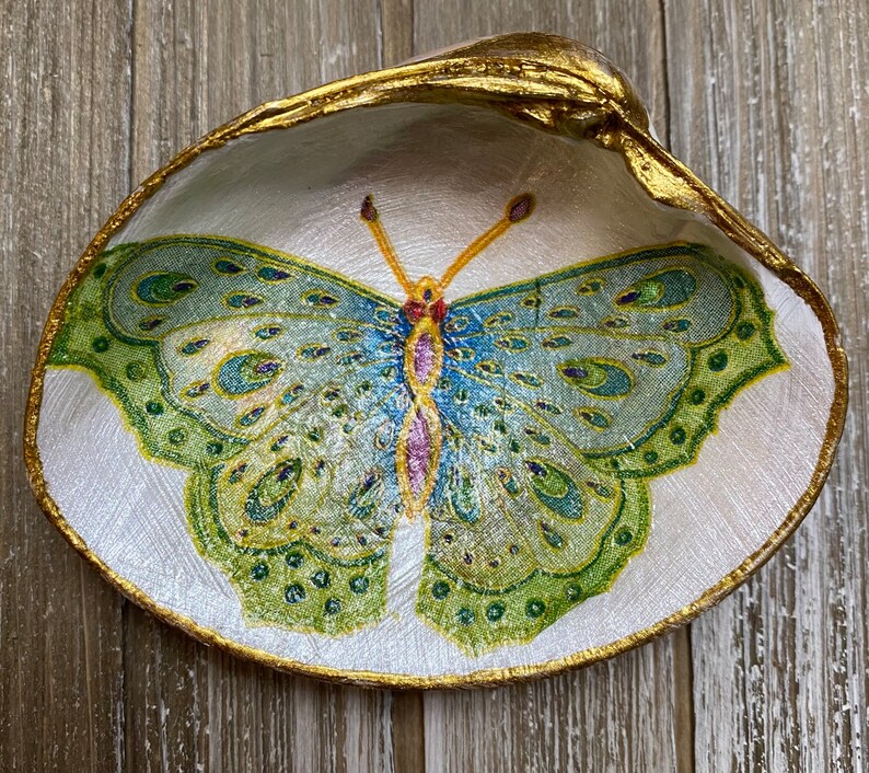 Butterfly Collection Hand Painted Clam Shell Ring Dishes for Birthdays ...