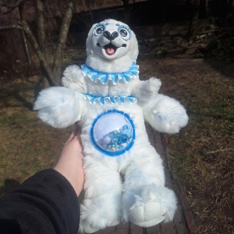 Finn the Seal Bear, Ooak Plush Handmade Art Doll Teddy Blue Autism ...