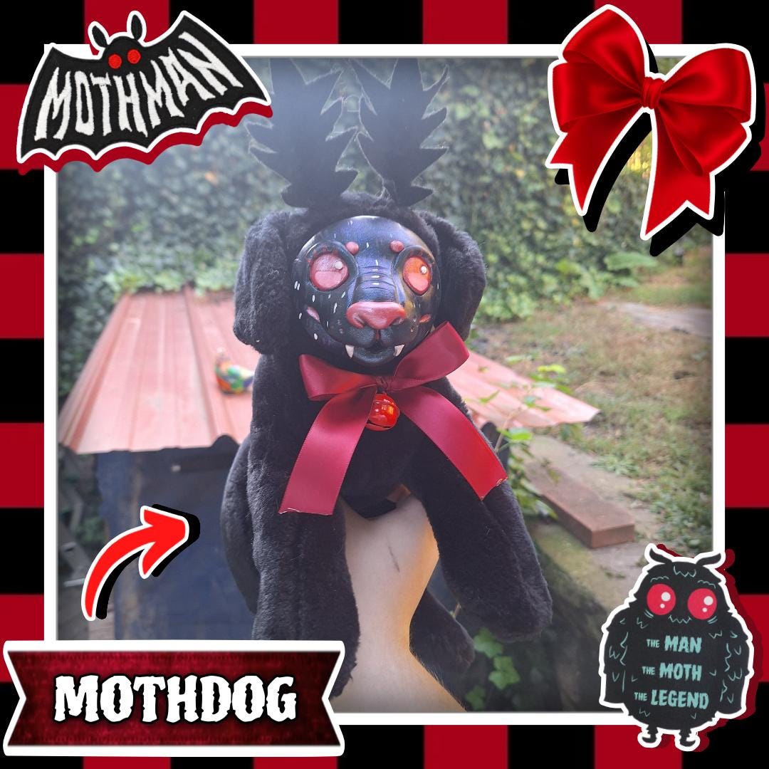 Marceline the Mothdog, Mothman Cryptid Handmade Kawaii Clayfaceplush ...