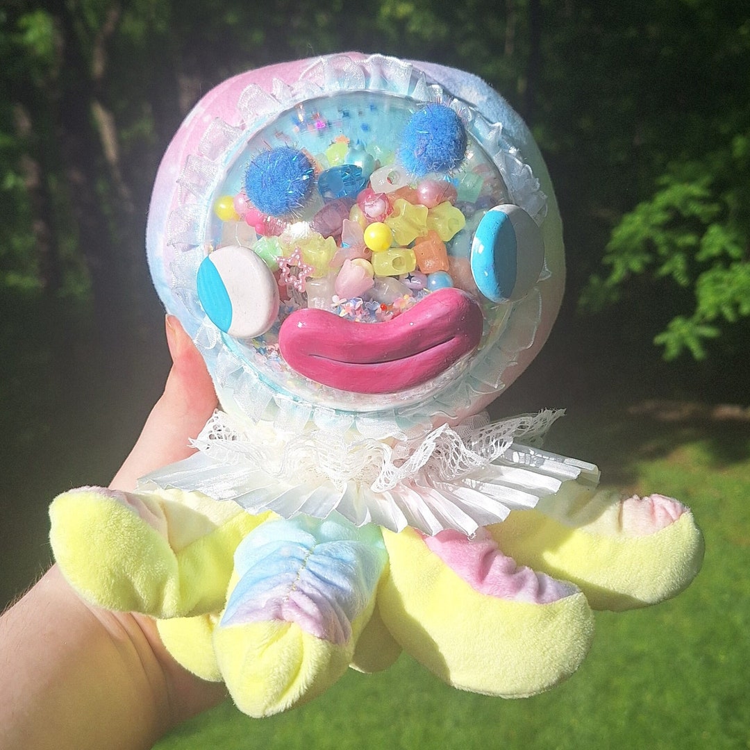 Tickles the Pastel Shaker Squid, Kawaii Art Clayfaceplush Ooak Plushie ...