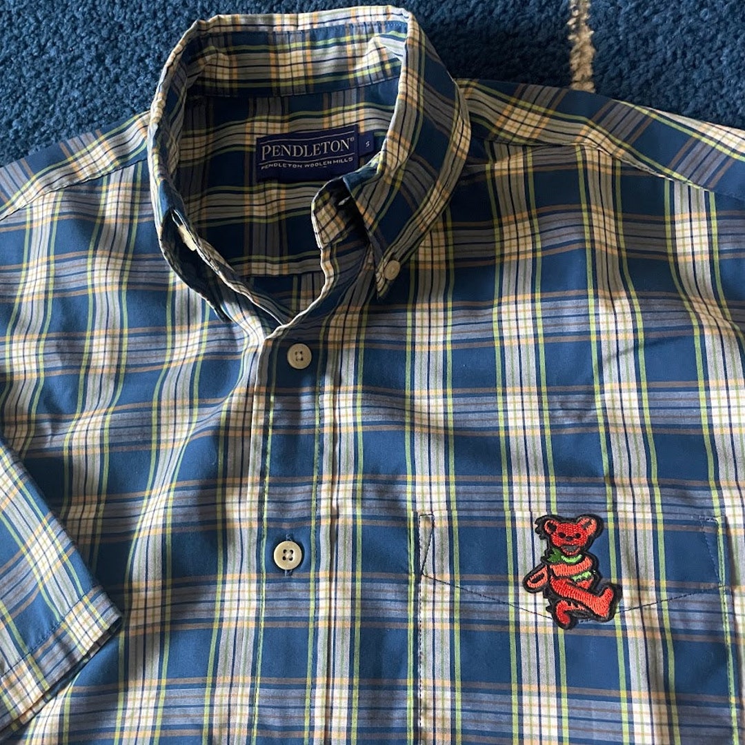 Grateful Dead Dancing Bear Pendleton Short Sleeve Button Down Shirt S ...