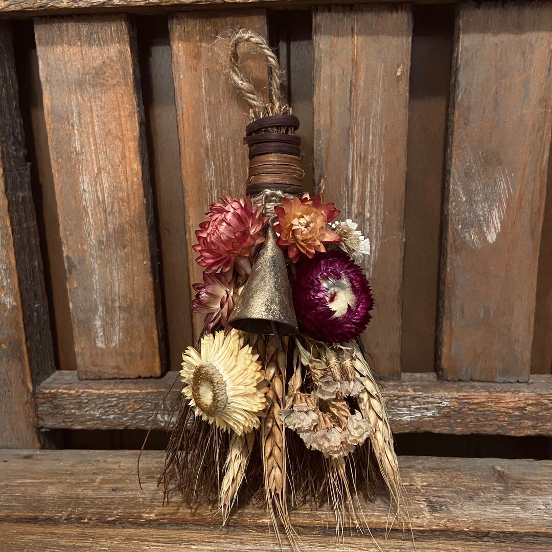 Floral Pumpkin Spice Broom With Brass Bell / Witch's Broom - Etsy
